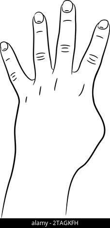 Four fingers gesture line icon, gestures concept, count numbers on palm ...