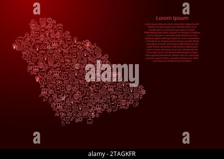 Saudi Arabia map outline with stars and lines abstract framework ...