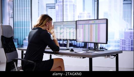 Frustrated Analyst With Spreadsheet Data On Screen Stock Photo - Alamy