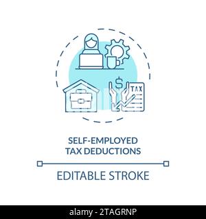 Self-employed tax deduction blue gradient concept icon Stock Vector ...