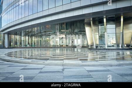 Modern glass wall commercial buildings exterior. Realistic 3d rendering ...