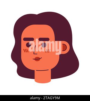 Beautiful south asian woman blushing black and white 2D vector avatar ...