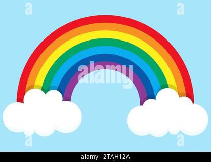eps vector illustration showing wonderful colored rainbow with white ...