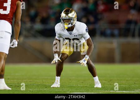 Notre Dame cornerback Benjamin Morrison (20) fist-bumps a photographer ...