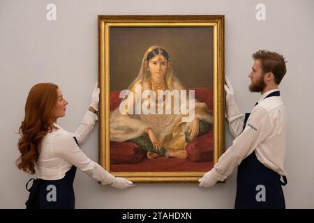 Francesco Renaldi, Portrait of a Mughal lady, seated in an interior is ...