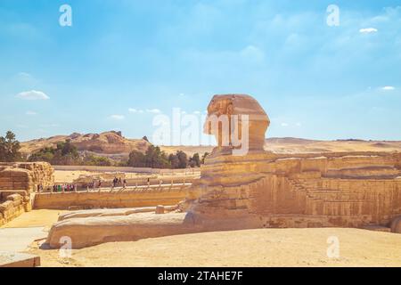 The Great Sphinx in profile against a blue sky. Giza, Egypt – October ...