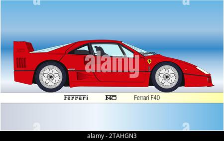 Ferrari F40 vintage super car, italian design, vector illustration ...