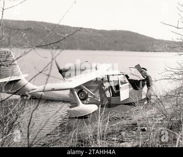 Republic RC-3 Seabee aircraft on display at museum under cloudy sky in ...