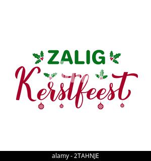 Vrolijk Kerstfeest calligraphy hand lettering isolated on white. Merry ...