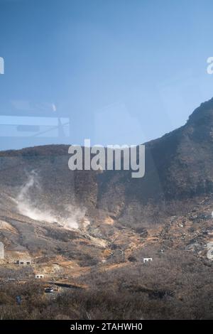 View from the Hakone Ropeway between Tōgendai Station and Owakudani ...