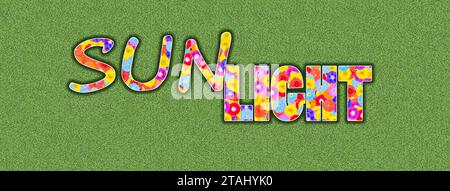 sunlight written with flowers as symbol for solar energy Stock Photo ...