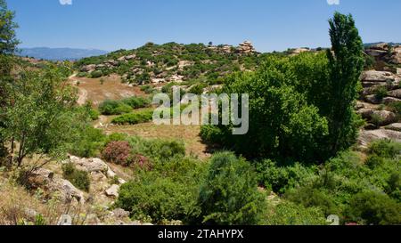 Lime rock formations on the Aegean coast in western Turkey. Volcanic ...