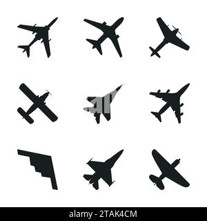 airplane aircraft plane travel icons set vector Stock Vector Image ...