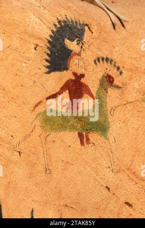 Buffalo robe in earth lodge, Knife River Indian Villages National ...