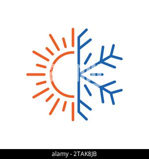 Hot and cold round sign. Temperature balance icon. Sun and snowflake ...