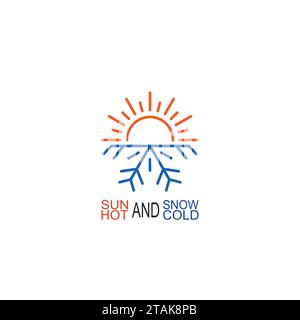 Hot and cold round sign. Temperature balance icon. Sun and snowflake ...