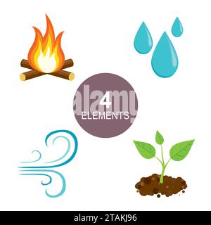 Natural Elements -Fire, Water, Air and Earth. Vector illustration Stock ...