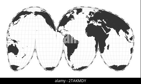 Vector world map. Goode's interrupted Mollweide projection. Plain world ...