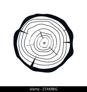 Tree growth ring icon in doodle style. Trunk cross section to determine ...