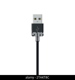 USB cable connector cord isolated on white background in flat style ...