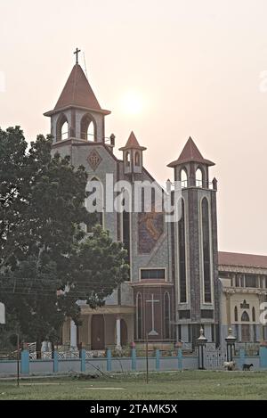 11.05.2023. Raiganj West Bengal India side view of a catholic church ...