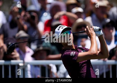 Min Woo Lee of Australia tee’s off on the 3rd hole in round two of the ...