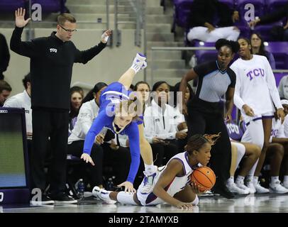 TCU head coach Mark Campbell looks on from the sideline during the ...