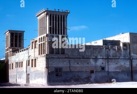 The old Persian merchant quarter in Dubai, known as the Bastikia, with ...