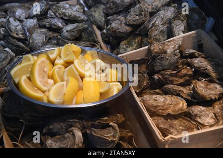 Copenhagen, Denmark /27 November 2023/Oysters marekets with Sea food or ...