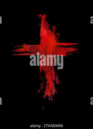 Red religious cross. bloody cross, hand drawing. Not AI, Vector ...