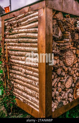 Large man made insect hotel in public gardens Stock Photo - Alamy