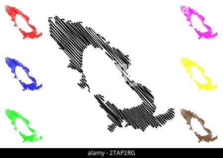 Lake Toba (Republic of Indonesia, Sumatra) map vector illustration ...