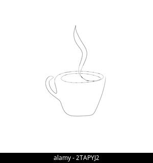 Continuous line drawing of a cup of coffee Stock Photo - Alamy
