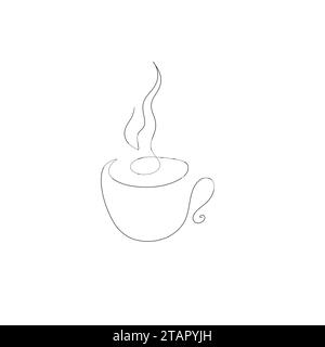 Continuous line drawing of a cup of coffee Stock Photo - Alamy