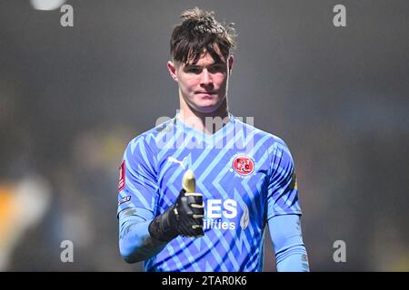 Goalkeeper Stephen McMullan (30 Fleetwood) saves during the FA Cup 2nd ...