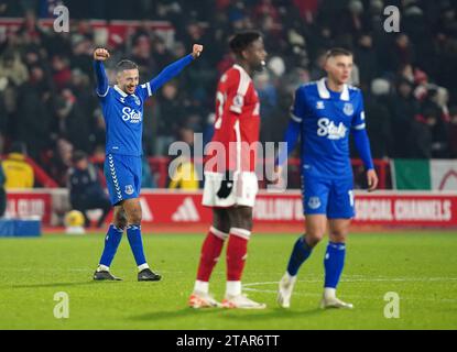 Everton's Dwight McNeil (left) celebrates following the Premier League ...