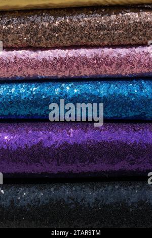 Examples of bright fabric of various color in view Stock Photo - Alamy