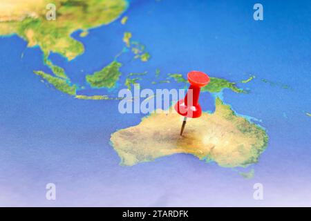 Location Australia. Red pin on the map. Close-up Map of Australia Stock ...