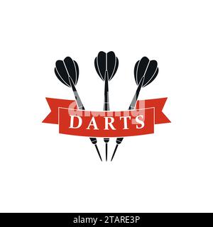 Darts label sports emblem and symbol isolated on white background. Dart ...