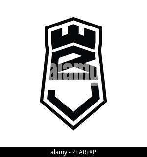 BJ Letter Logo monogram hexagon shield shape up and down with sharp corner isolated style design ...