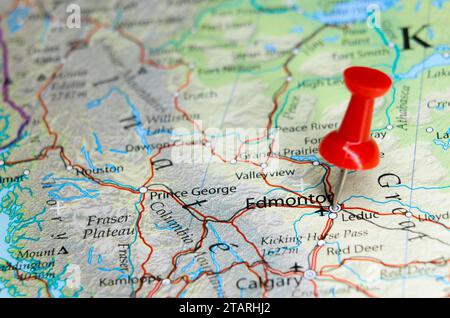 Edmonton, Canada pin on map Stock Photo - Alamy