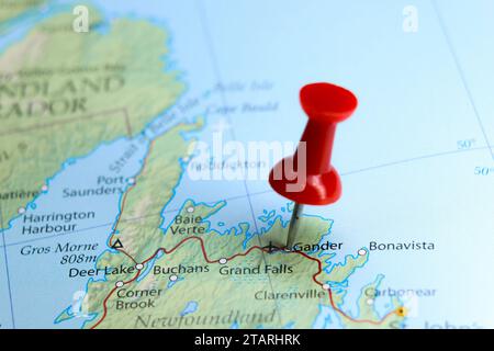 Newfoundland, Canada pin on map Stock Photo - Alamy