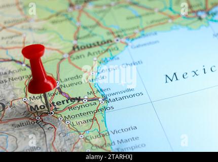 Monterrey, Mexico pin on map Stock Photo - Alamy