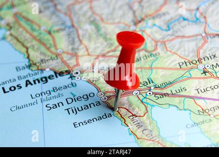 Ensenada, Mexico pin on map Stock Photo - Alamy