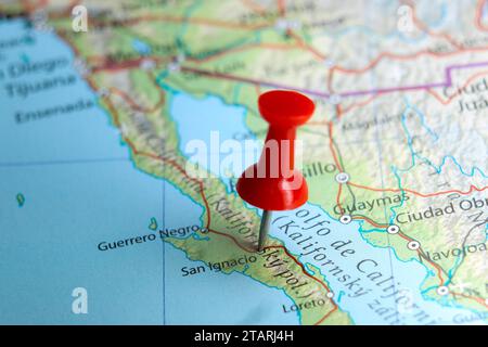 San Ignacio pinned on a map of Belize Stock Photo - Alamy