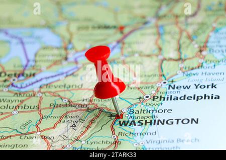 Washington DC pin on map Stock Photo - Alamy