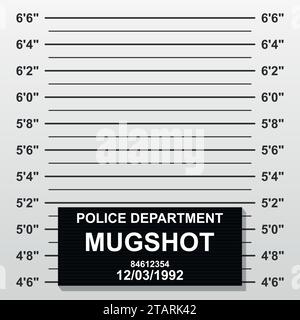 Mugshot lineup. Prison photo booking backdrop template with height ...