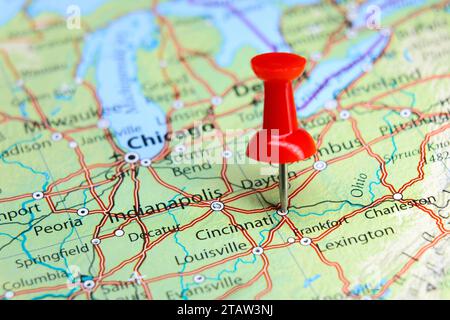 Cincinnati, Ohio pin on map Stock Photo - Alamy