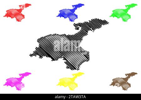 Lake Van (Turkey, Republic of Türkiye) map vector illustration, scribble sketch Van Gölü map ...