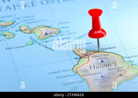 Honokaa, Hawaii pin on map Stock Photo - Alamy